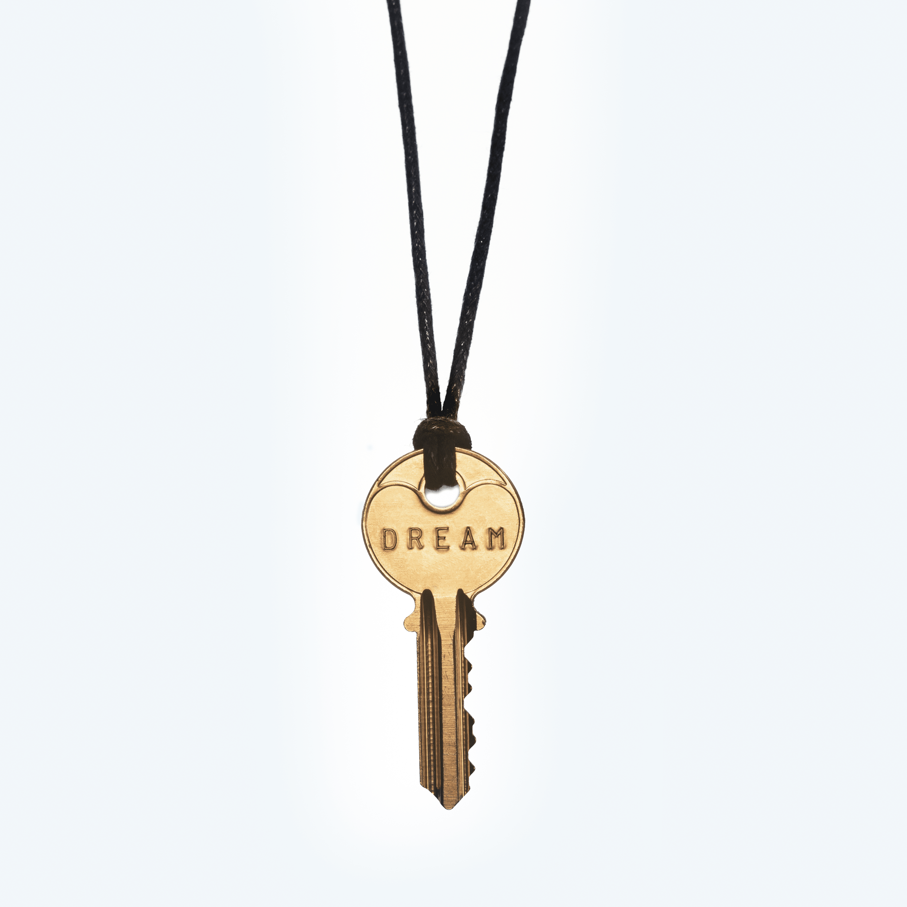 Black String Key Necklace with Custom Engraved Word | The Giving Keys