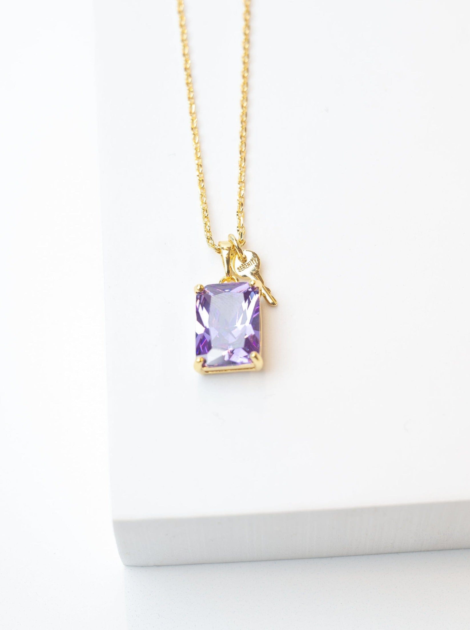 Gold Emerald Gemstone Key Necklace with Engravement | The Giving Keys