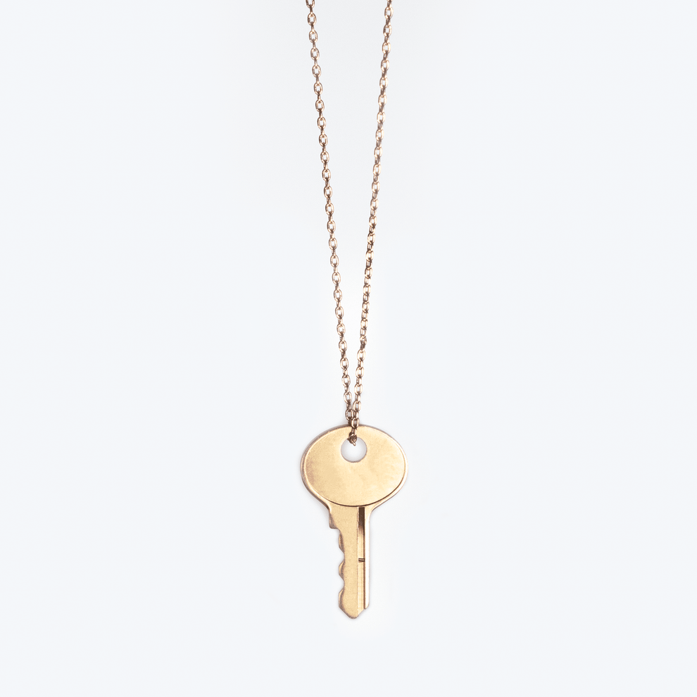 Dainty Key Necklace with Custom Hand Engraved Word | The Giving Keys