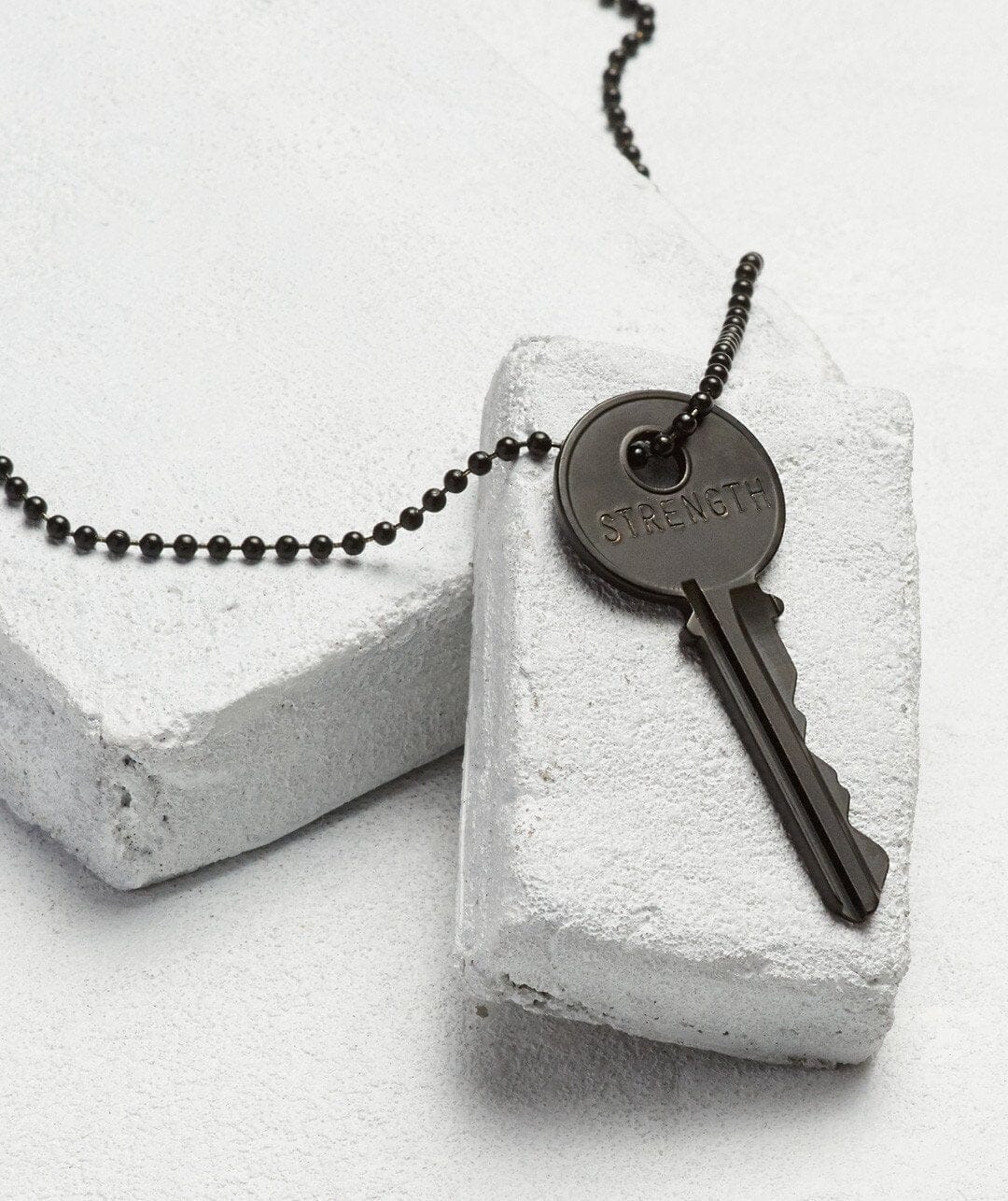 Matte Black Key Necklace with Custom Engraved Word | The Giving Keys