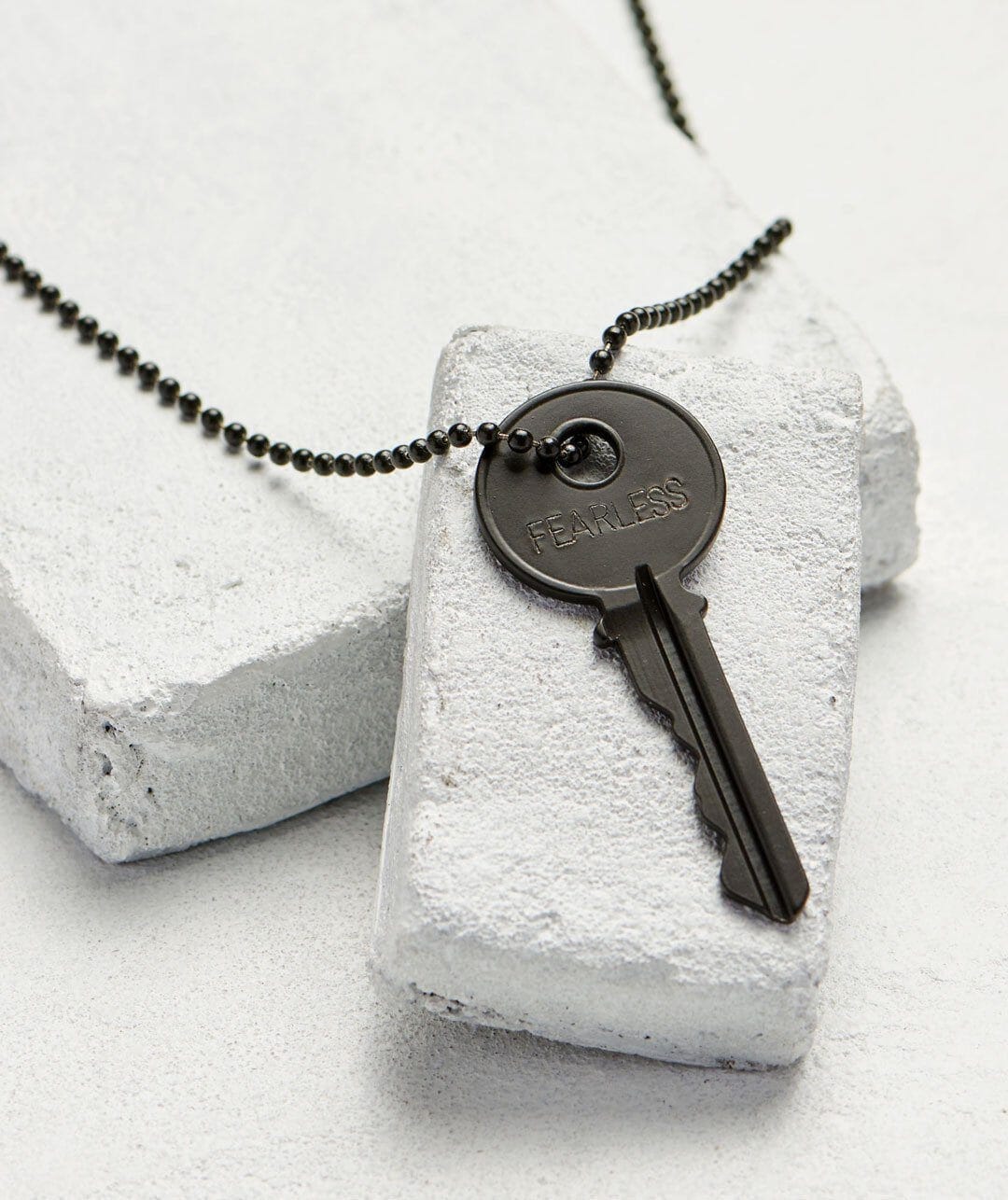 Matte Black Key Necklace with Custom Engraved Word | The Giving Keys