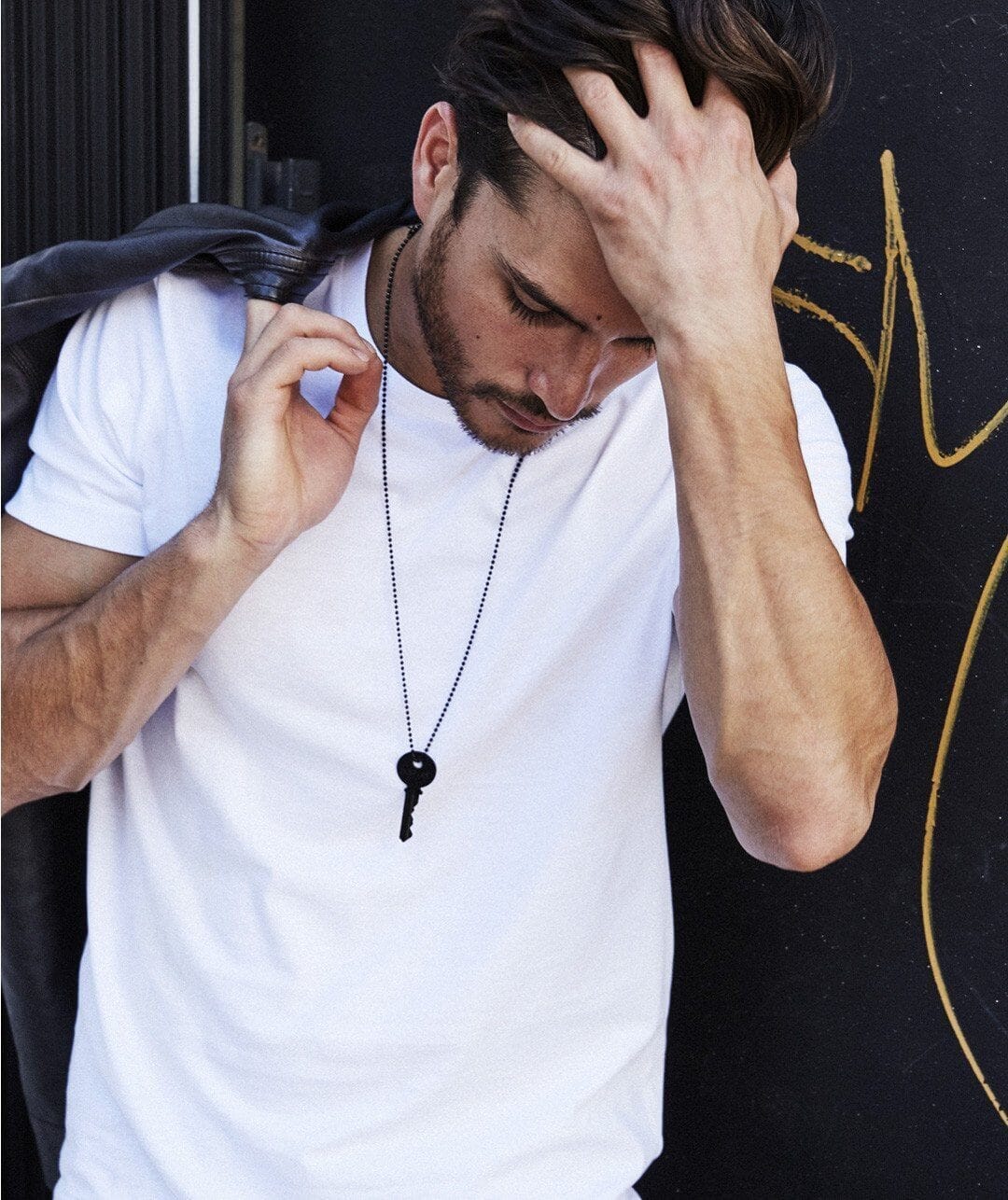 Matte Black Key Necklace with Custom Engraved Word | The Giving Keys